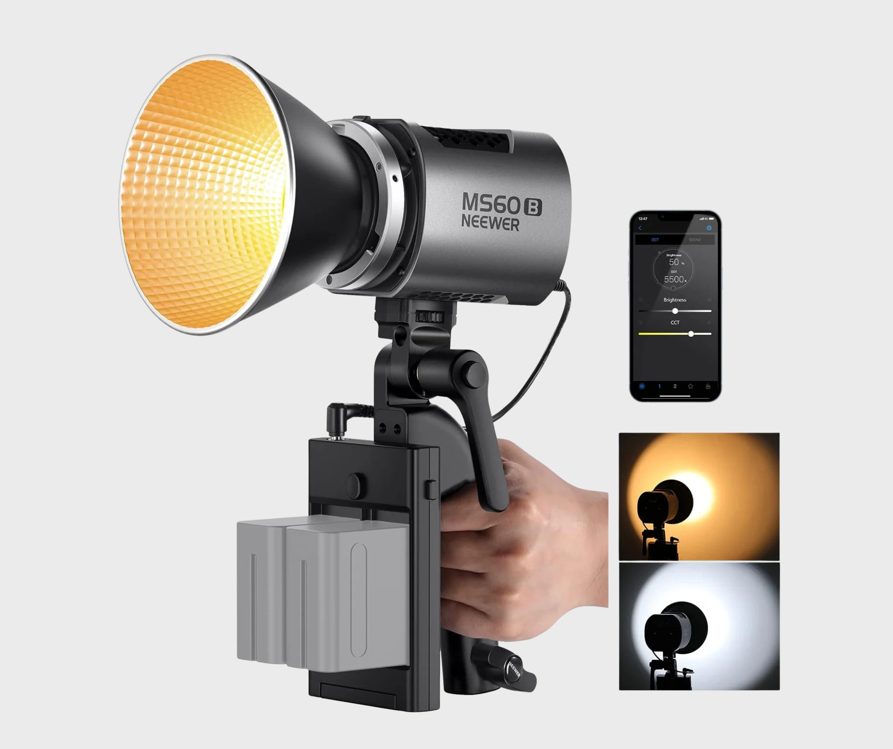 NEEWER MS60B Bi-Color LED Video Light Handheld Spotlight – Fotoexpress ...